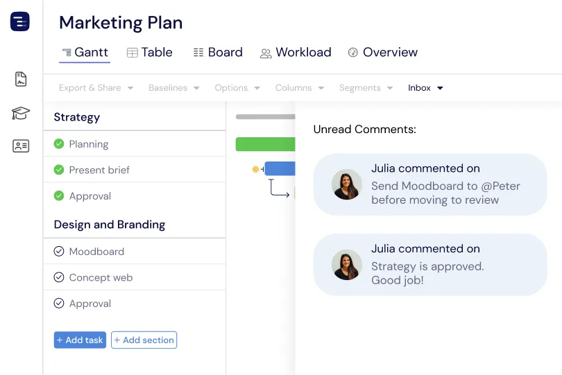 Instagantt Features - Projects Overview